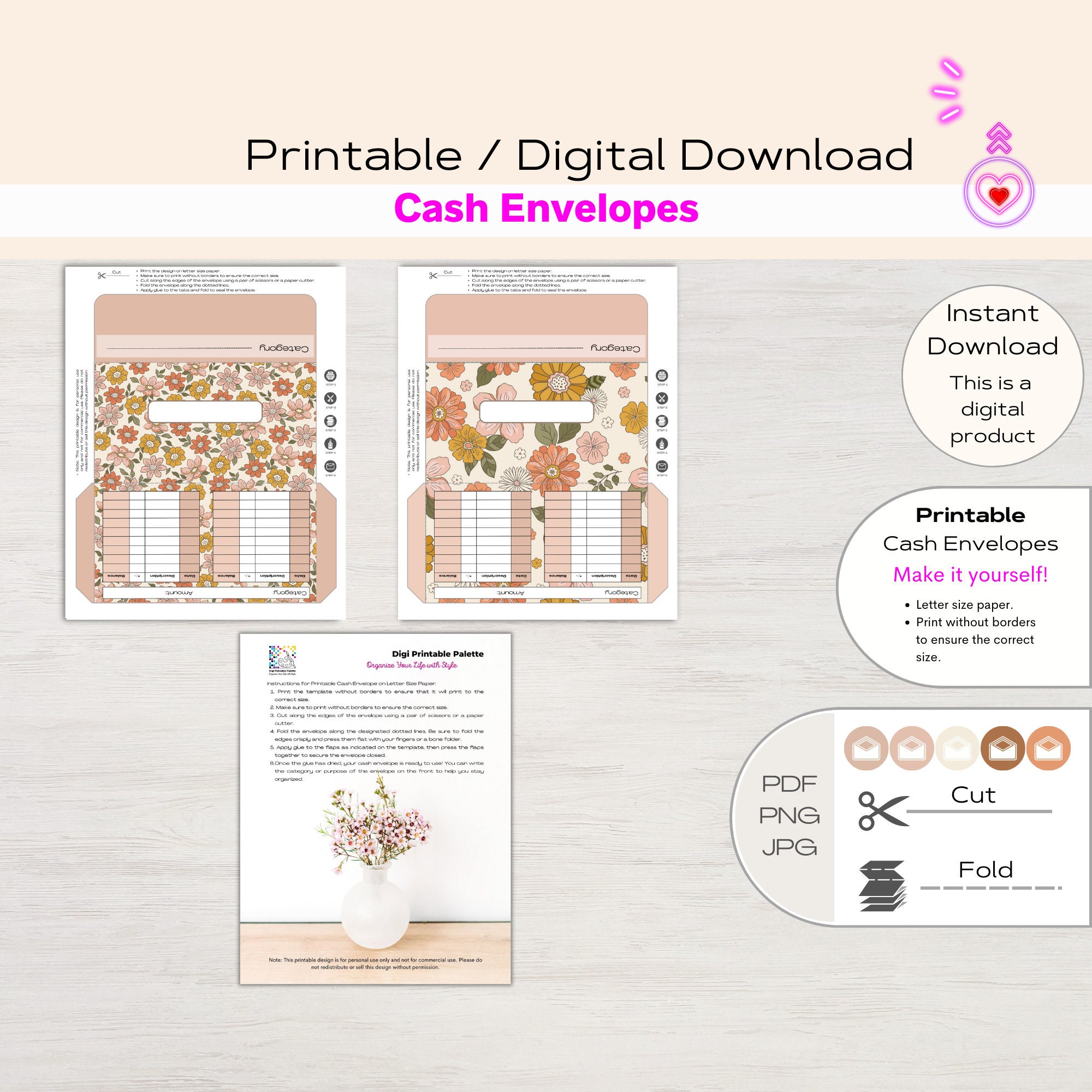 Printable Cash Envelope Cash Envelope Tracker Spending Tracker Set of 5 ...