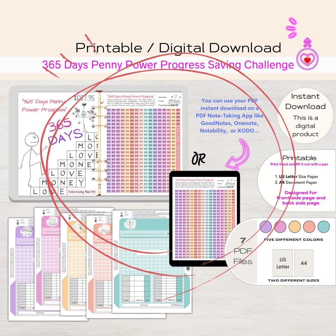 Printable 365 Day Penny Saving Chart Penny Challenge Saving Plan 1P ...