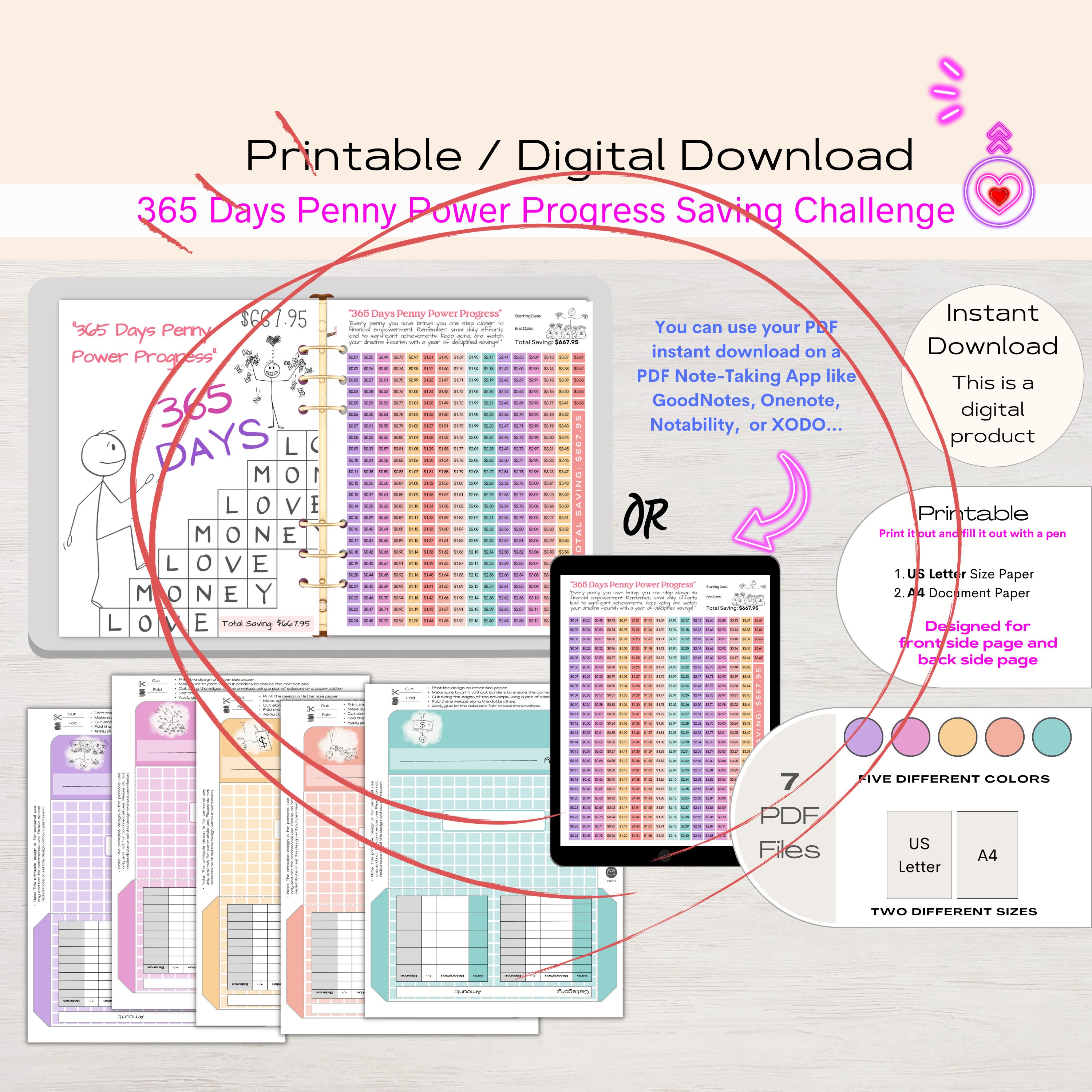 Printable 365 Day Penny Saving Chart Penny Challenge Saving Plan 1P ...