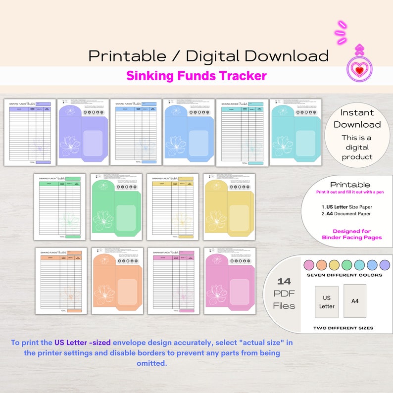 Sinking Funds Tracker Envelope Monthly Bill Tracker Printable Bill ...