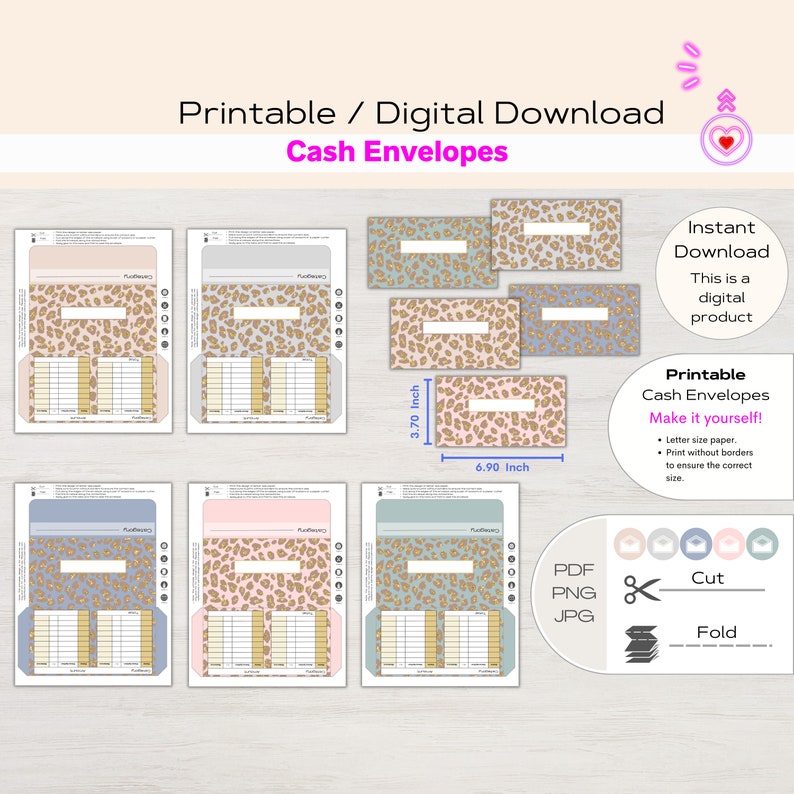 Cash Envelope Printable Cash Envelope Tracker Cheetah Print - Etsy
