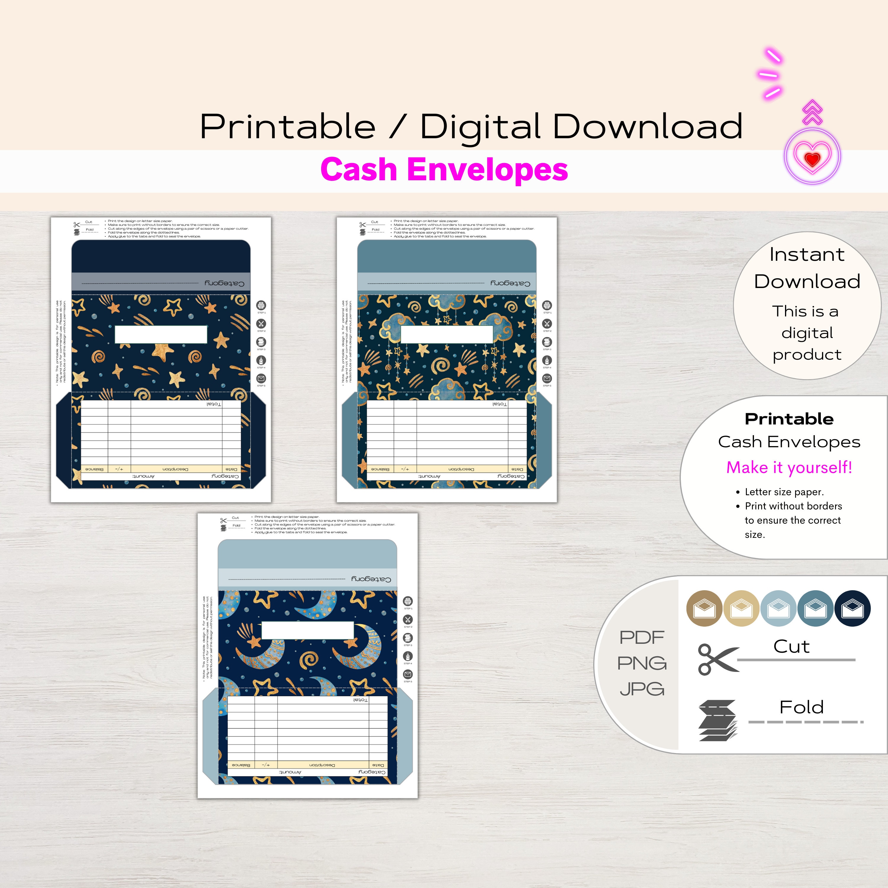 Cash Envelopes Printable With Expense Tracker| Envelope Template ...