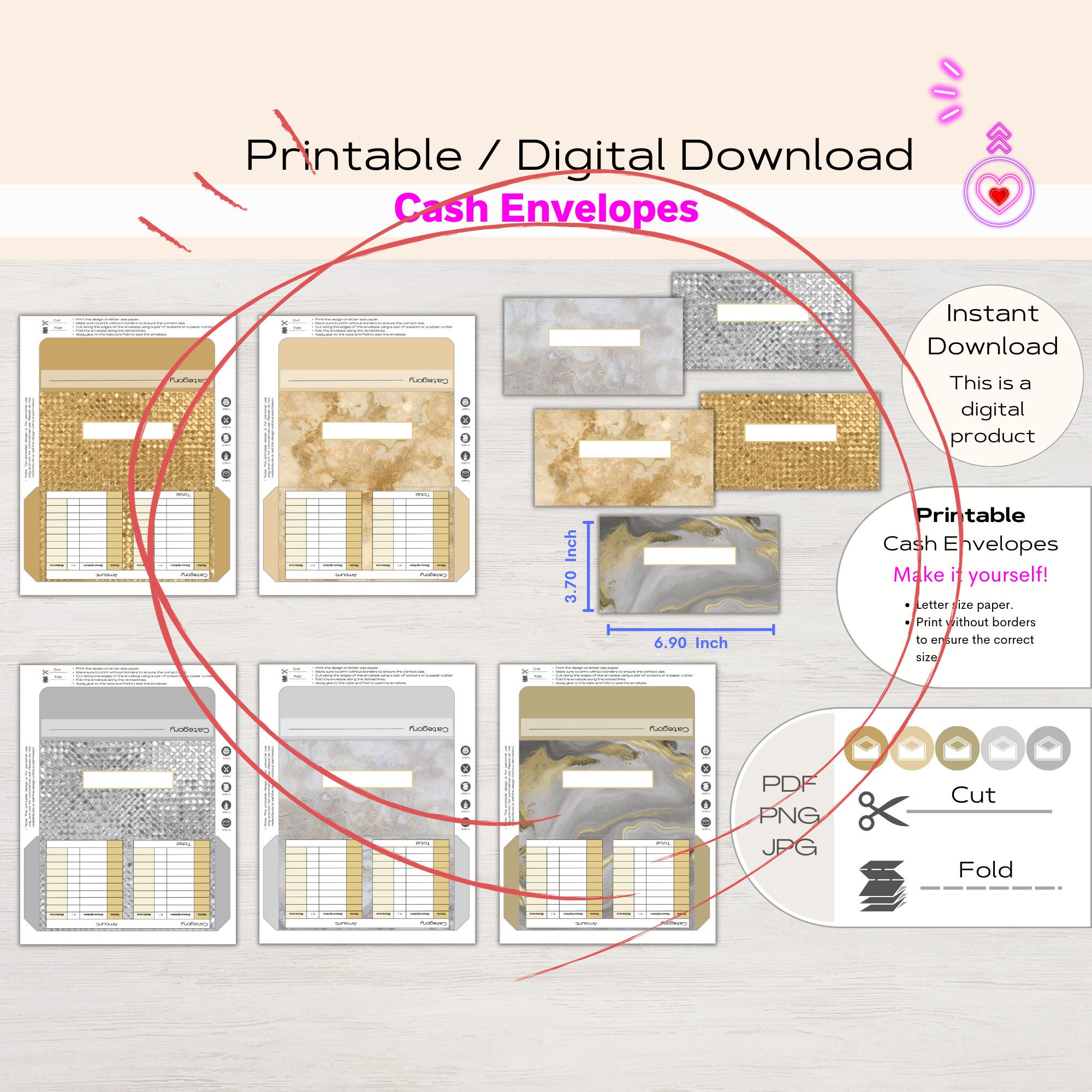 Budget Planner Printable PDF Cash Envelopes Expense Tracker| Envelope ...