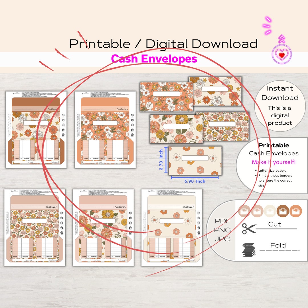 Printable Cash Envelope Cash Envelope Tracker Spending Tracker Set of 5 ...