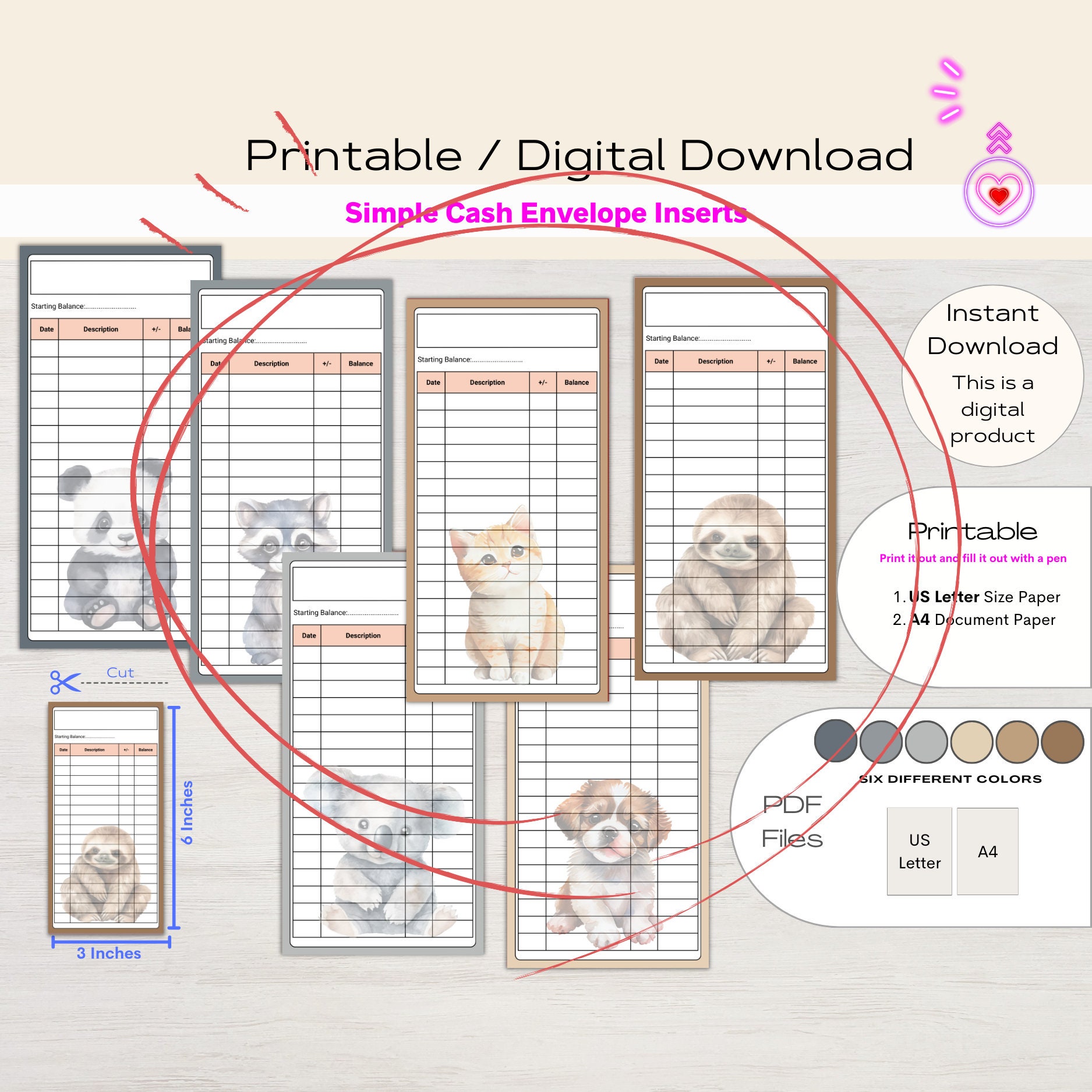 Budget Tracker Budgeting Inserts Digital Download Cash Spending Log ...
