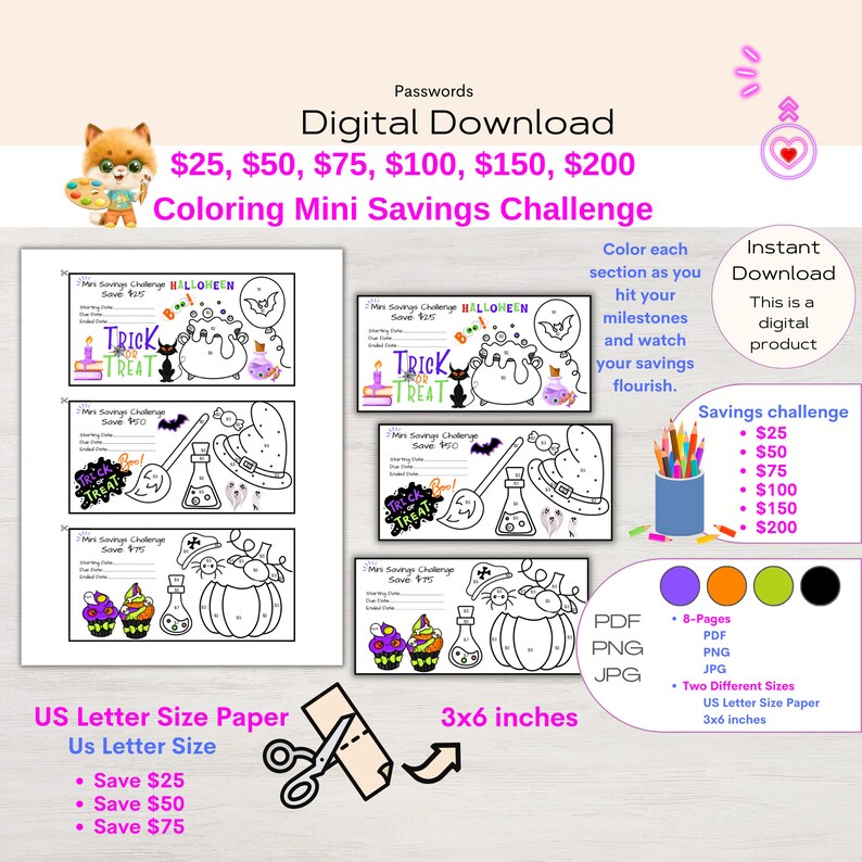 Halloween Savings Challenge Bundle Printable A6 Mini Savings Tracker ...