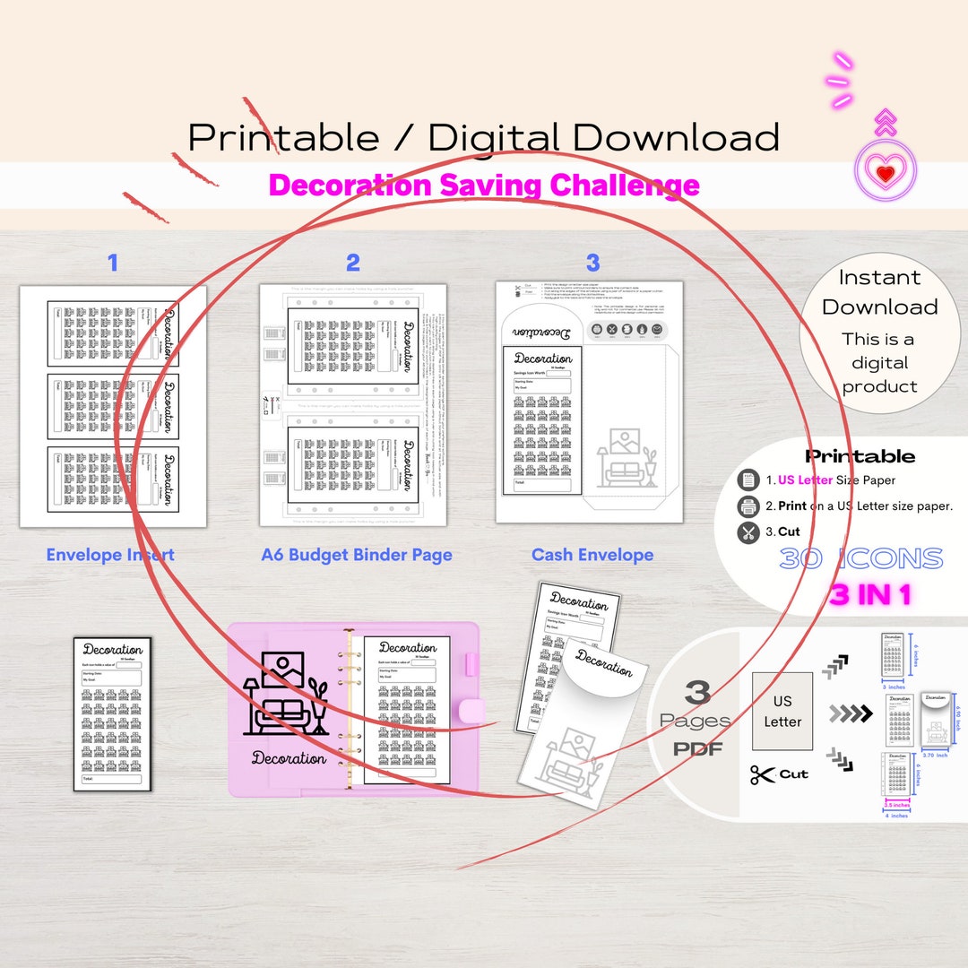 Decoration Penny Saving Challenge Printable Savings Challenge Bundle 30 ...