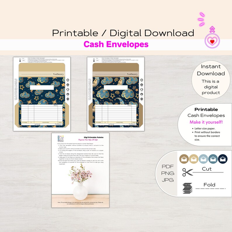 Cash Envelopes Printable With Expense Tracker| Envelope Template ...