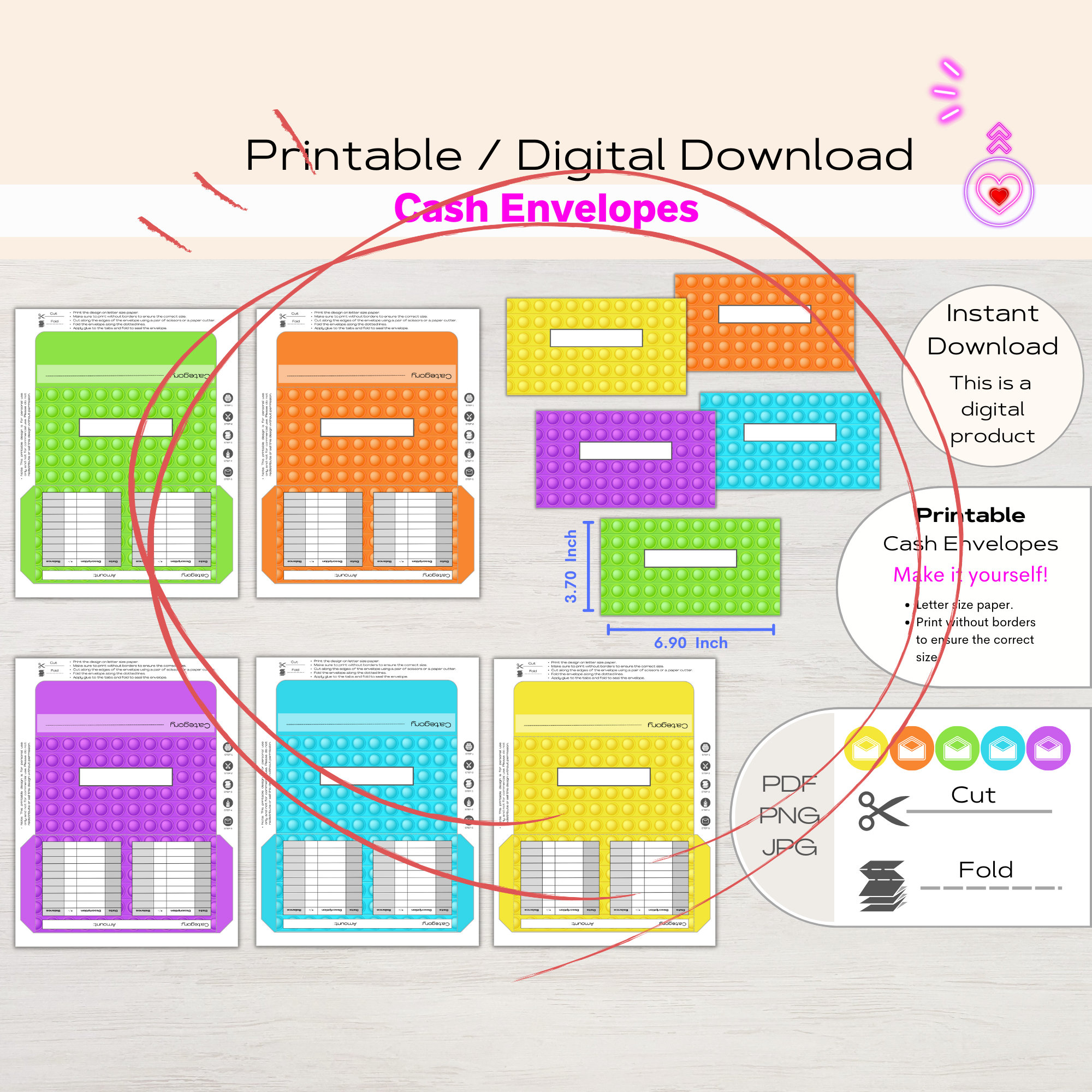 Cash Envelope System Printable Cash Envelopes With Transaction - Etsy