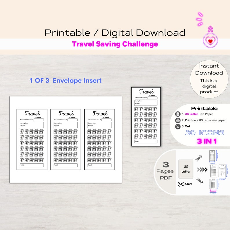 Travel Printable Savings Challenge Bundle Summer Savings Challenge ...