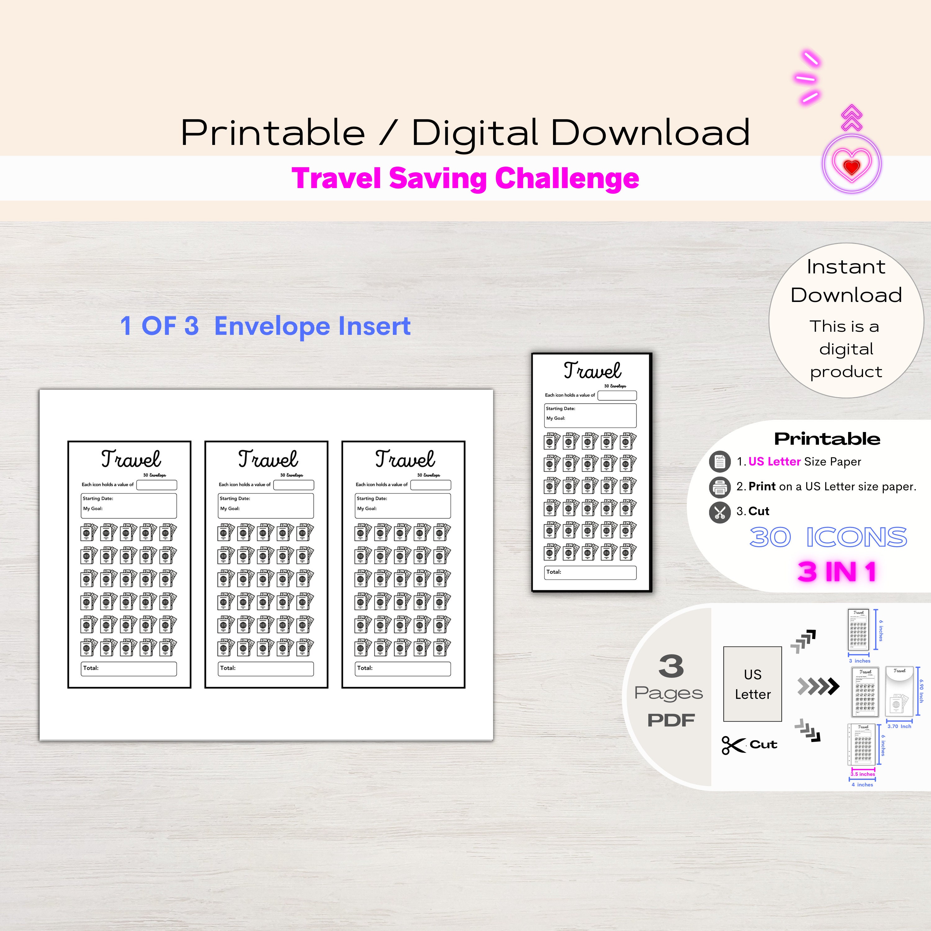 Travel Printable Savings Challenge Bundle Summer Savings Challenge ...