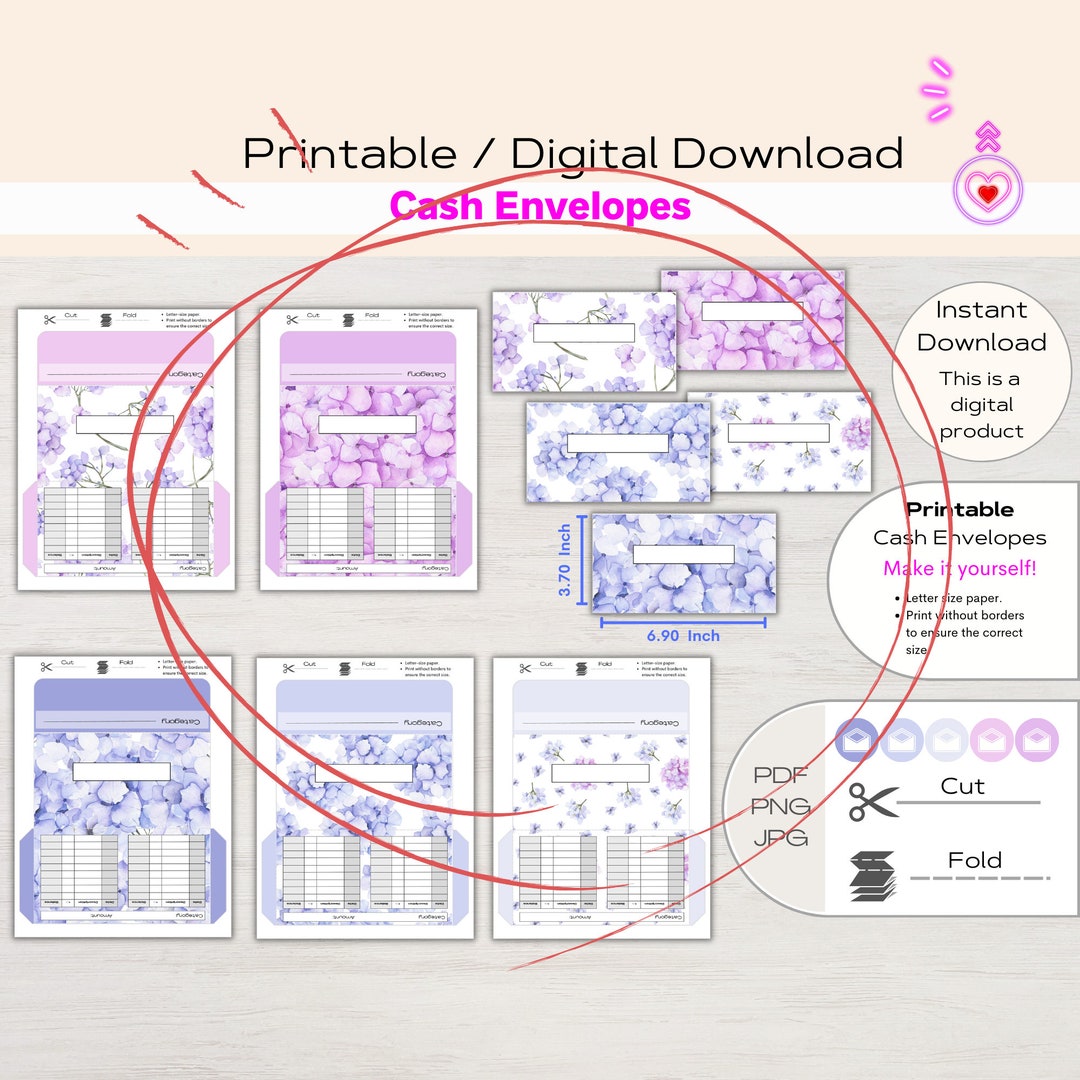 Printable Budget Cash Envelopes With Expense Tracker Cash Envelope Set ...