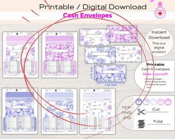 Printable Cash Envelopes With Spending Transaction Tracker, Money ...