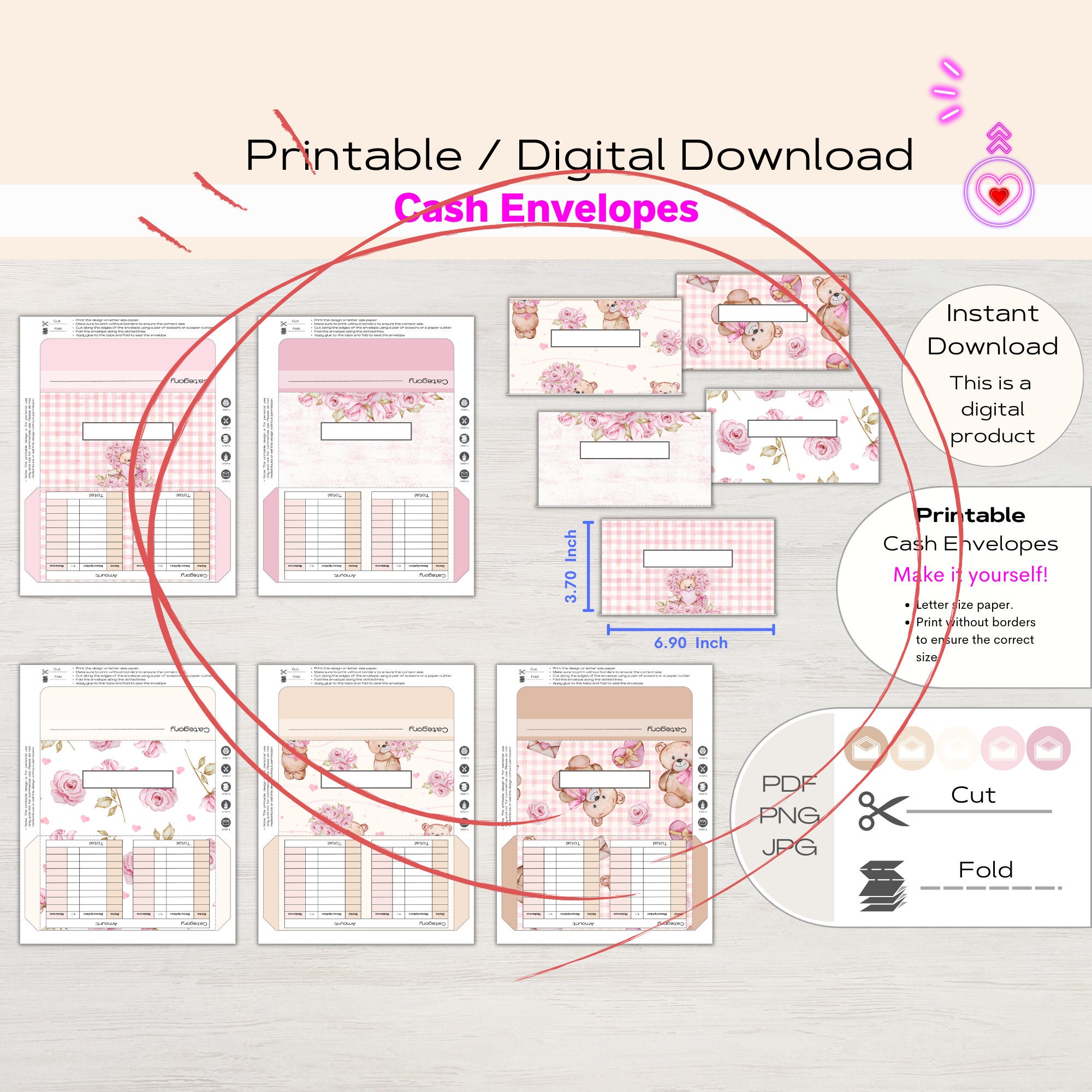 Printable Cash Envelopes With Spending Transaction Tracker, Money ...