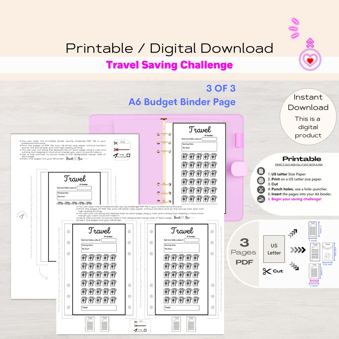 Travel Printable Savings Challenge Bundle Summer Savings Challenge ...