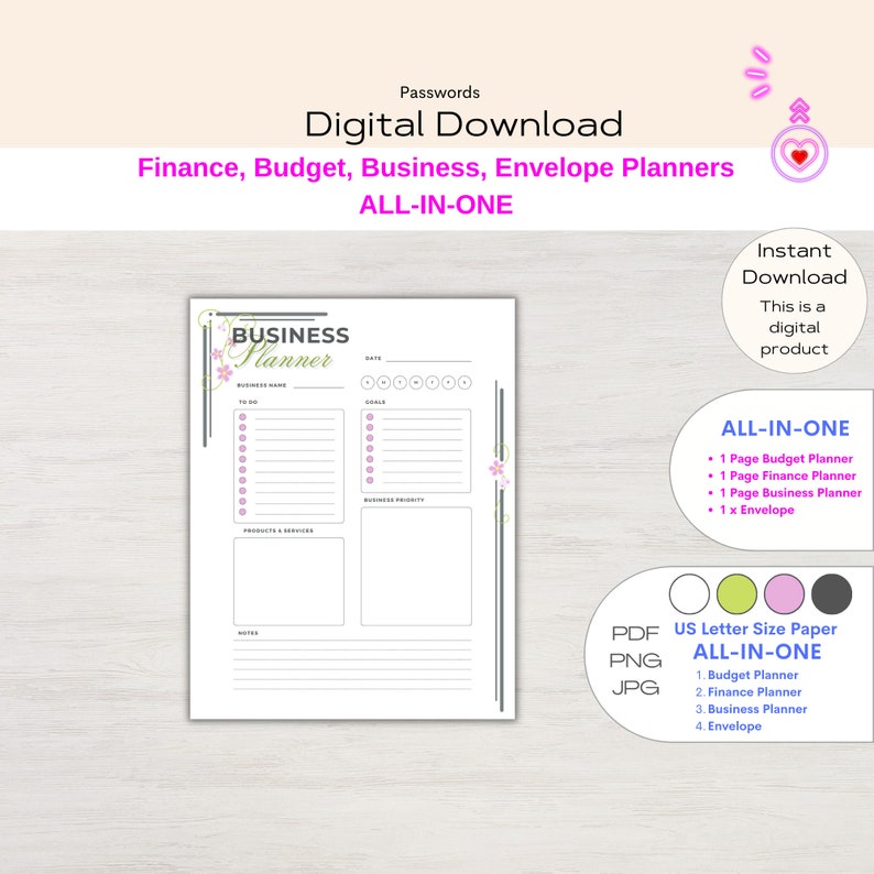 Budgeting Budget Planner Printable Digital Prints US Letter Finance ...