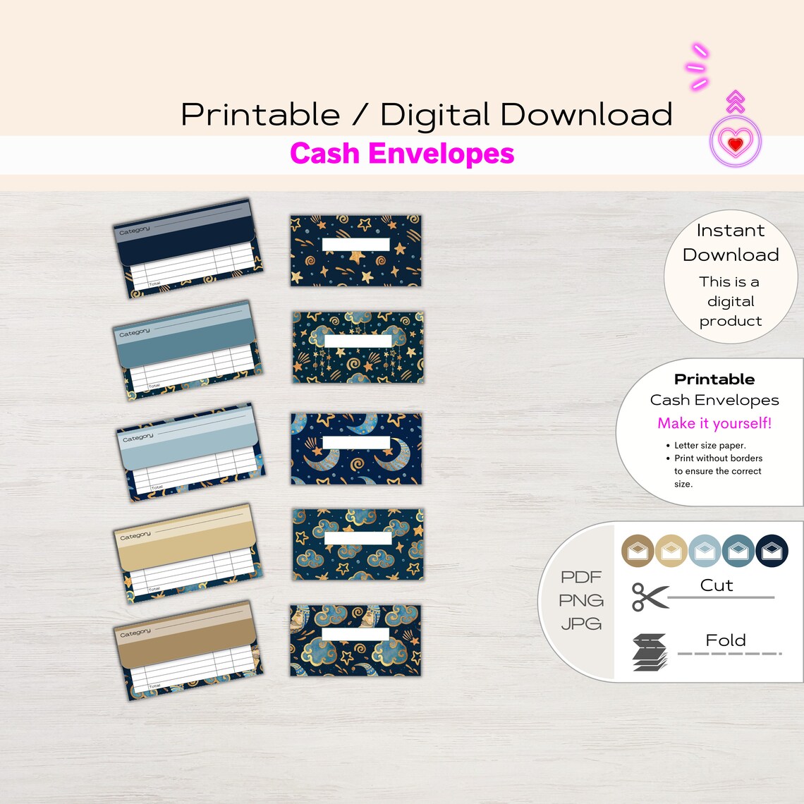 Cash Envelopes Printable With Expense Tracker| Envelope Template ...