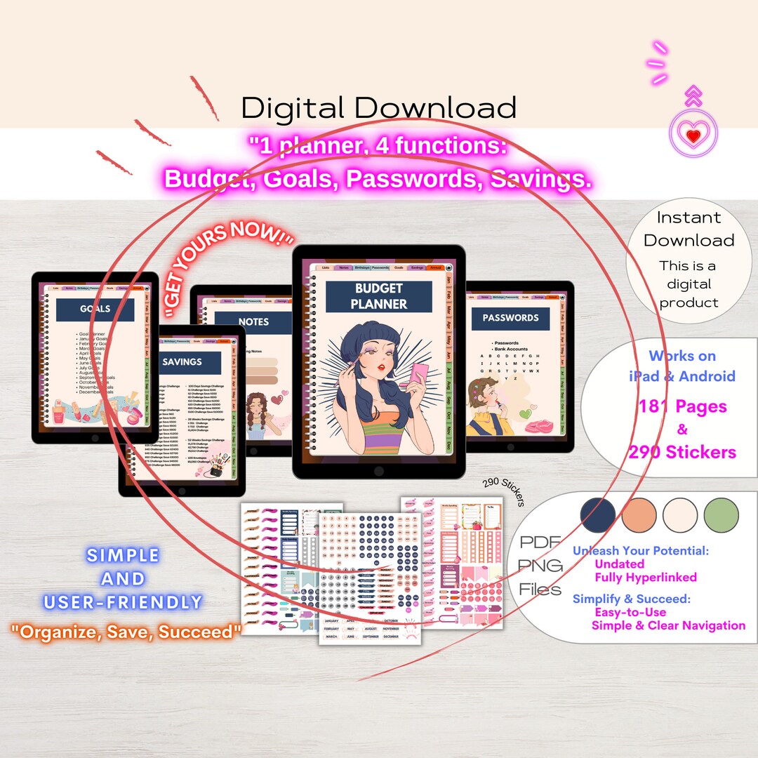 Cute Goodnotes Planner Budget Planner Digital Planner Finance Planner ...