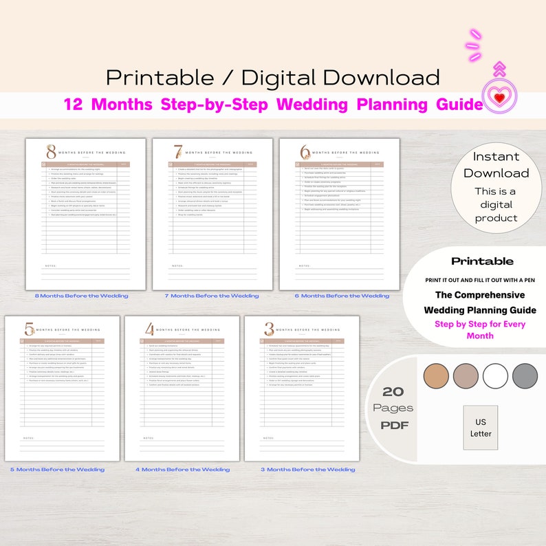 Engagement Wedding Planner Printable PDF Files Timeline Guide Tips ...