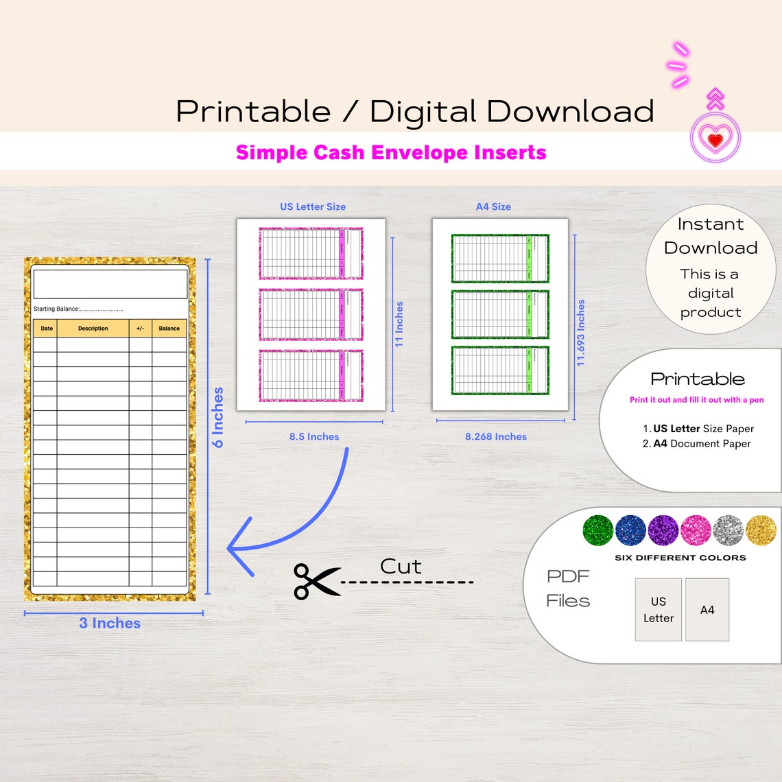 Printable Cash Envelope Inserts Cash Envelope Label Inserts Expense ...