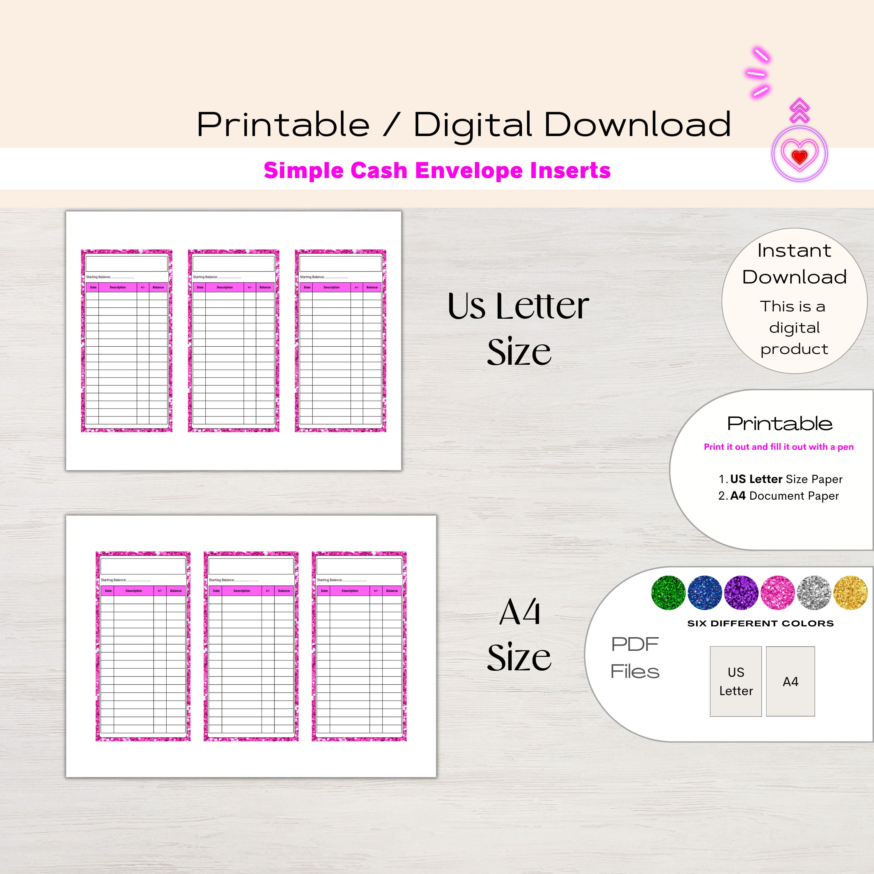 Printable Cash Envelope Inserts Cash Envelope Label Inserts Expense ...