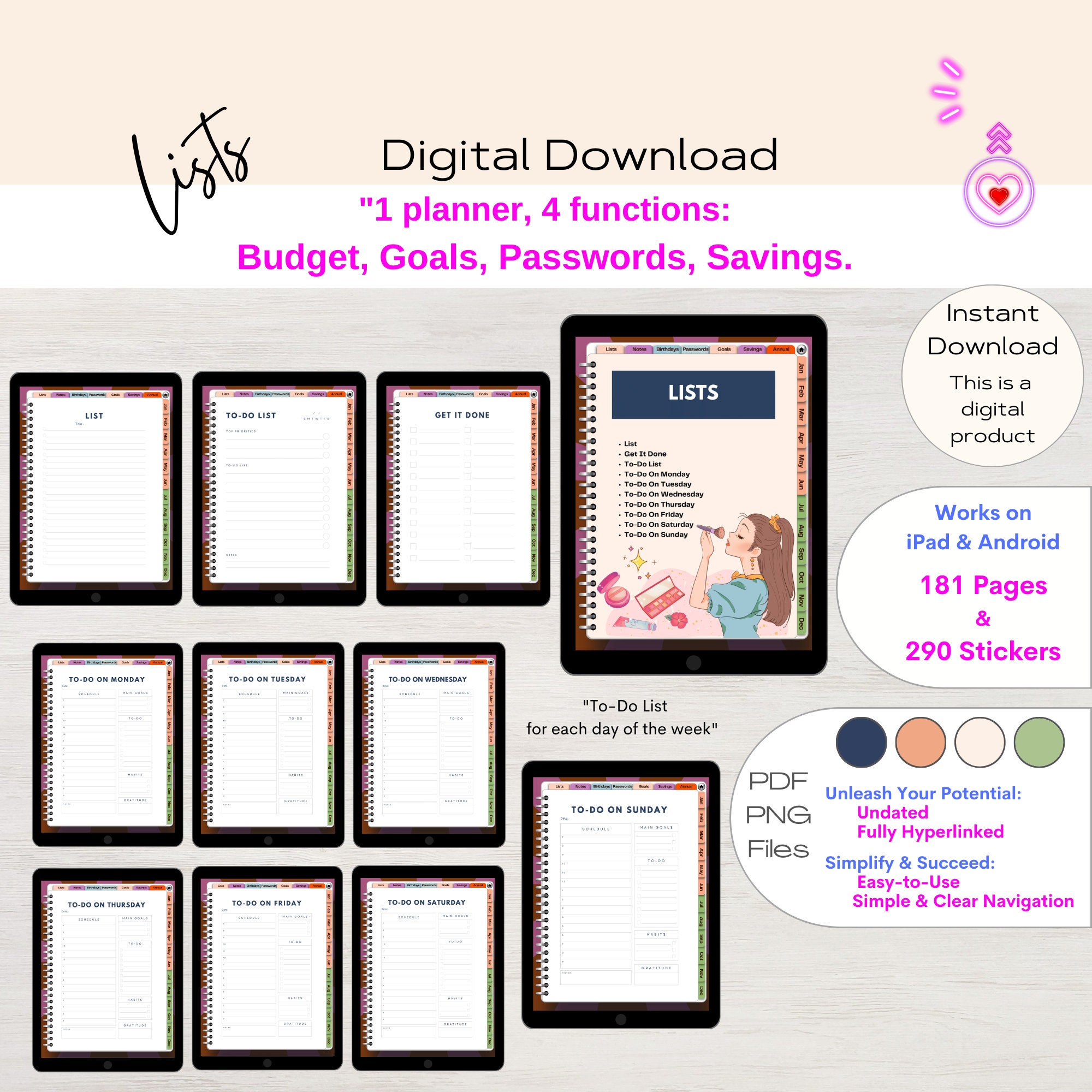 Cute Goodnotes Planner Budget Planner Digital Planner Finance Planner ...
