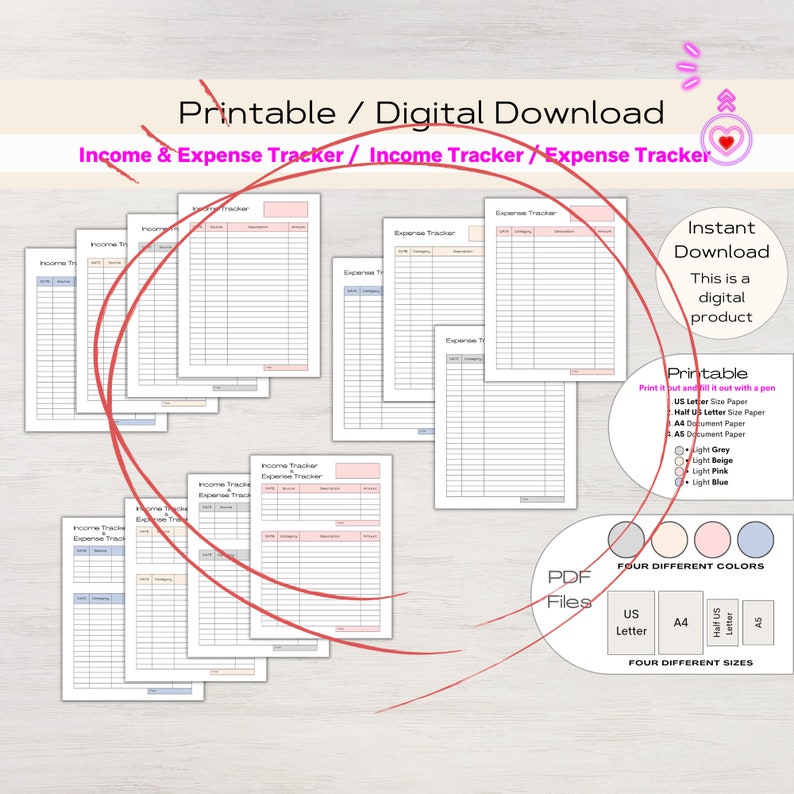 Printable Income and Expense Tracker | Expense Tracker | Income Tracker ...