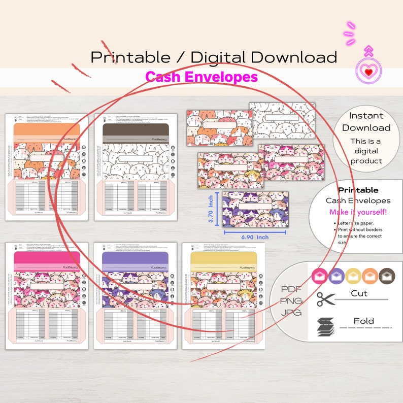 Printable Cash Envelopes With Transaction Tracker Cash Envelope System ...