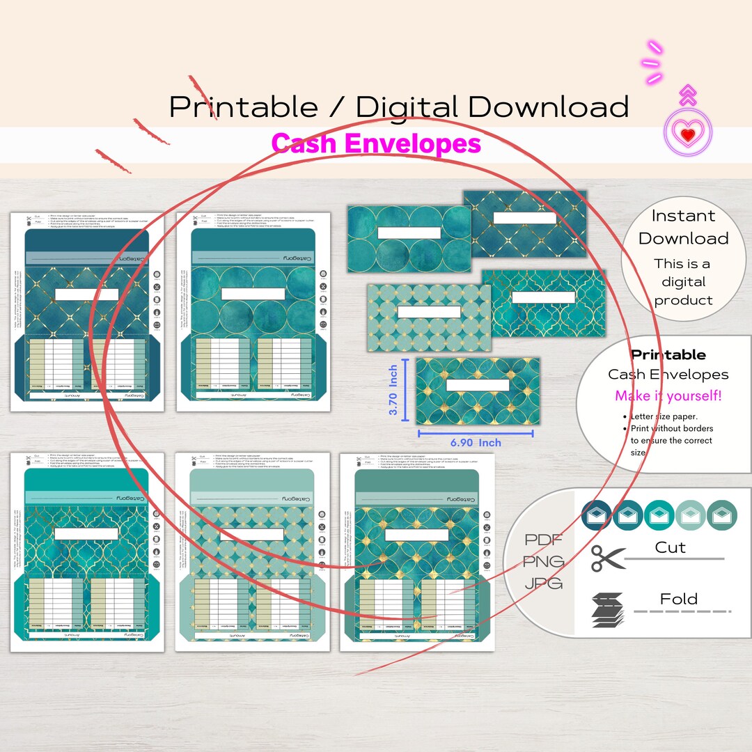 Expense Tracker With Set of 5 Cash Envelopes With Spending Tracker for ...