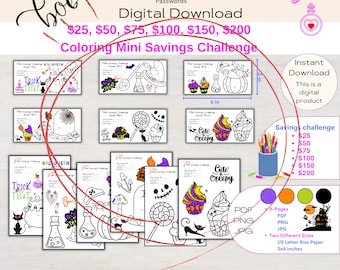 Halloween Savings Challenge Bundle Printable A6 Mini Savings Tracker ...