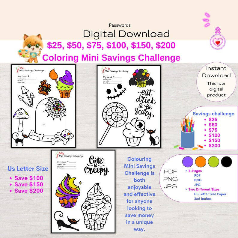 Halloween Savings Challenge Bundle Printable A6 Mini Savings Tracker ...