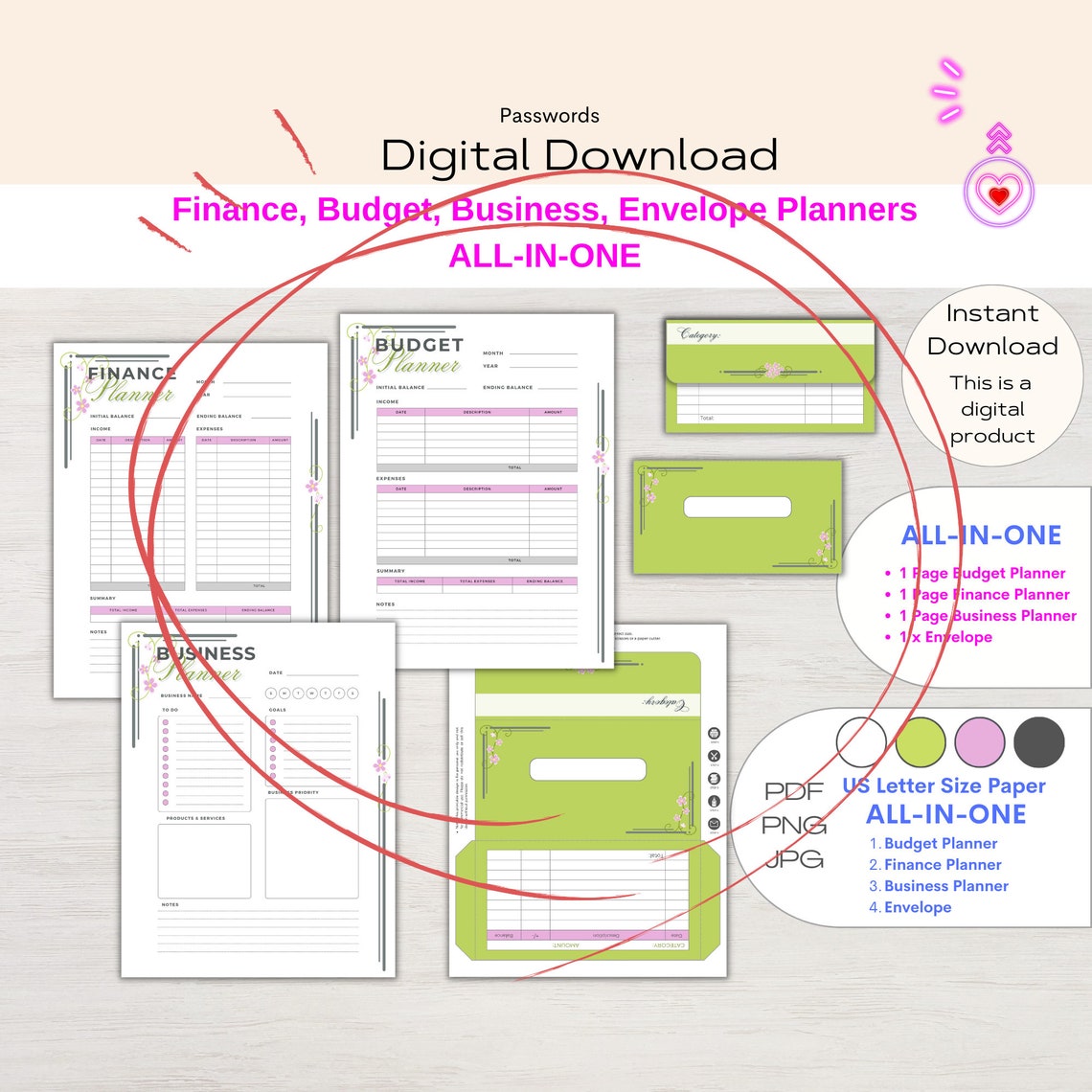 Budgeting Budget Planner Printable Digital Prints US Letter Finance ...