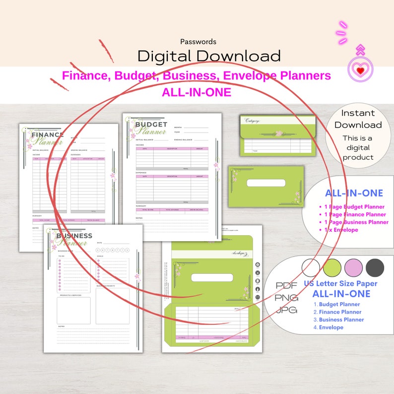 Budgeting Budget Planner Printable Digital Prints US Letter Finance ...