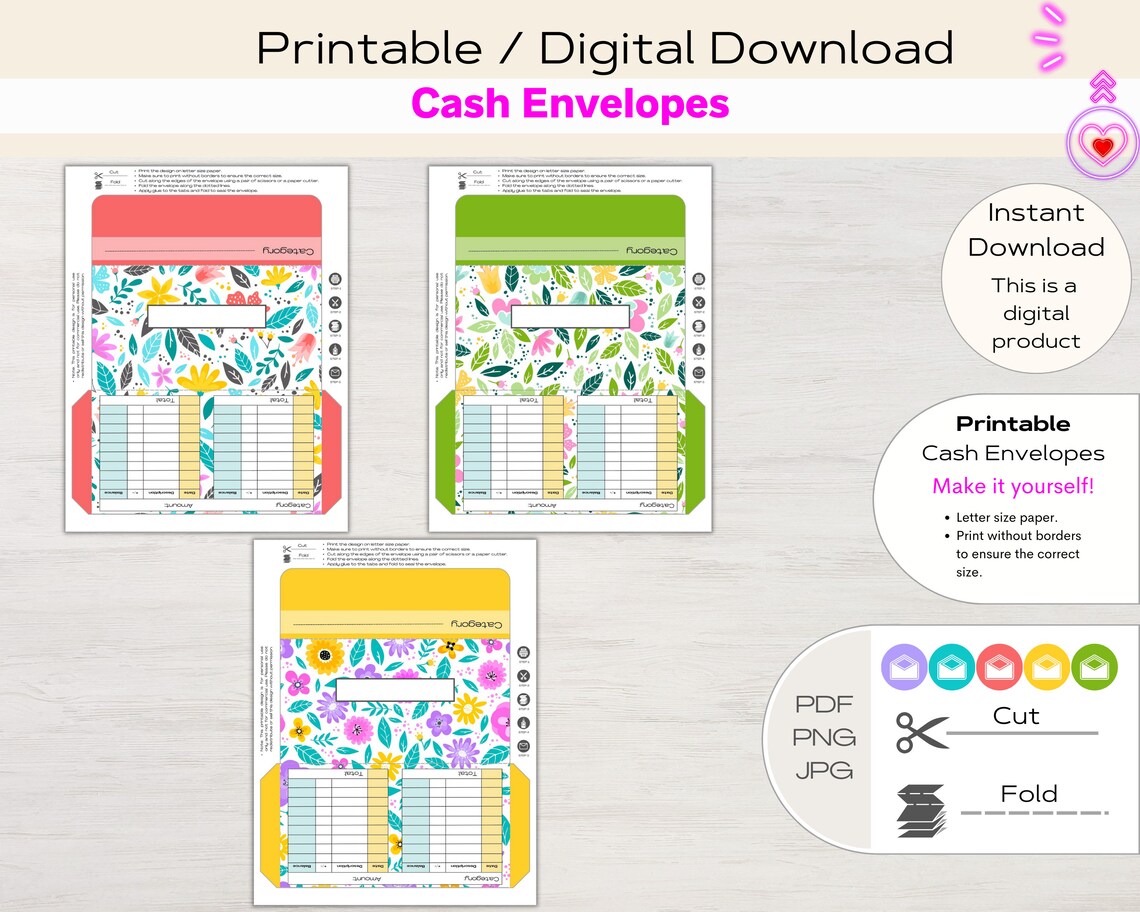 Printable Cash Envelopes With Spending Transactions Expense - Etsy