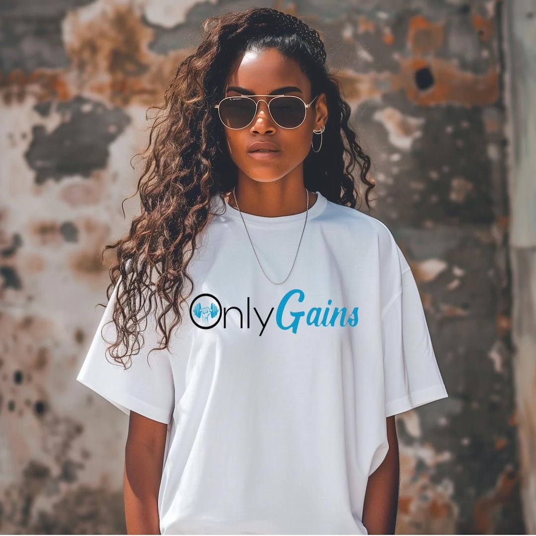 Only Gains Funny Gym Shirt Unisex Oversized Boxy Tee, Workout Pump ...