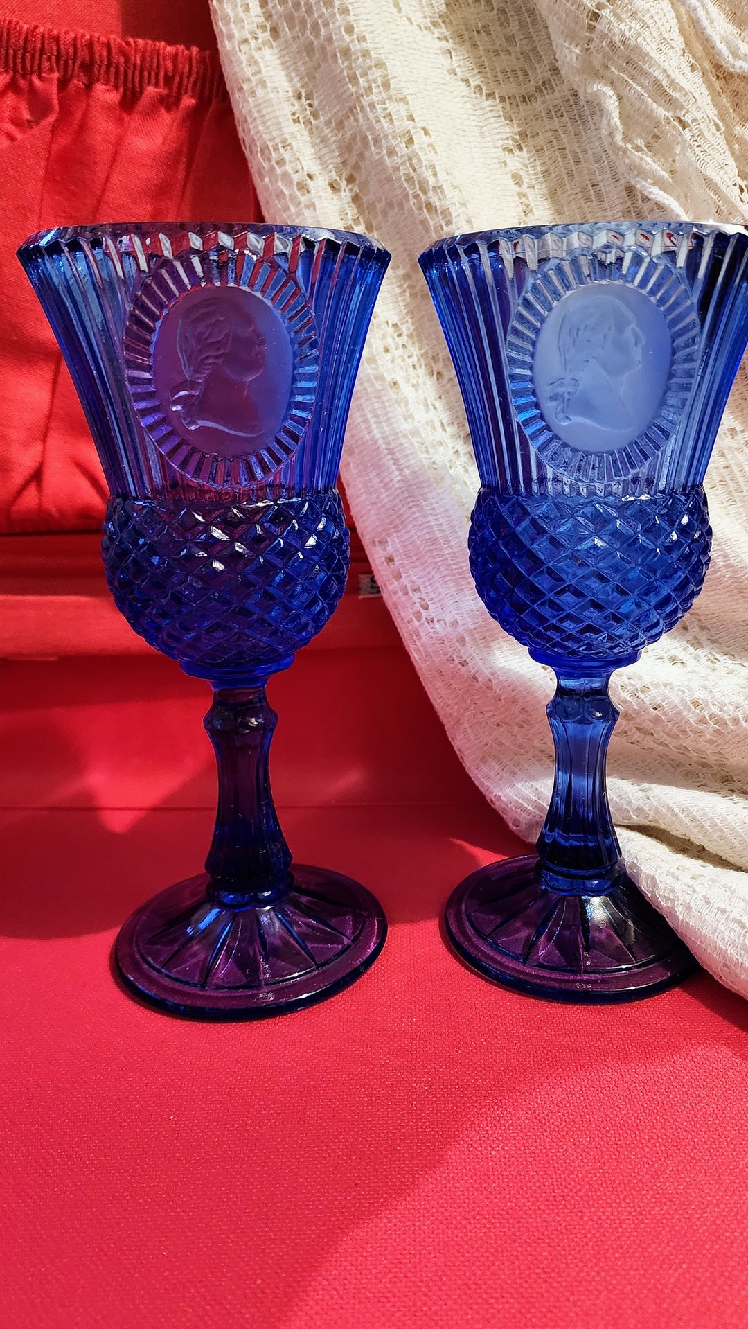 Avon Collectable Cobalt Blue Glass George Washington Candle Goblets - Etsy