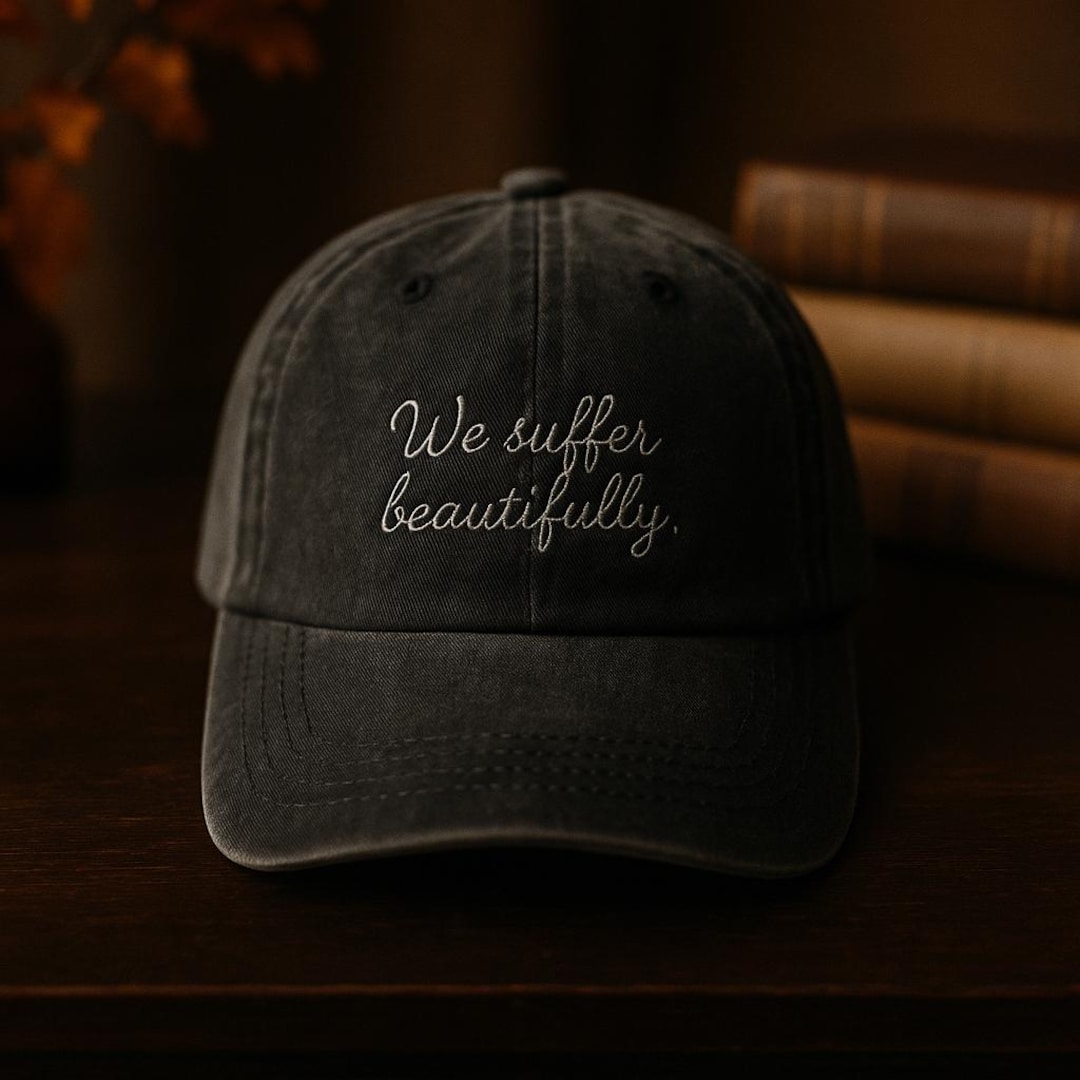 We Suffer Beautifully Embroidered Hat – Washed Black Vintage Baseball ...