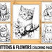 40 Cute Kittens & Flowers Coloring Book Vol.1 Coloring Pages - Etsy