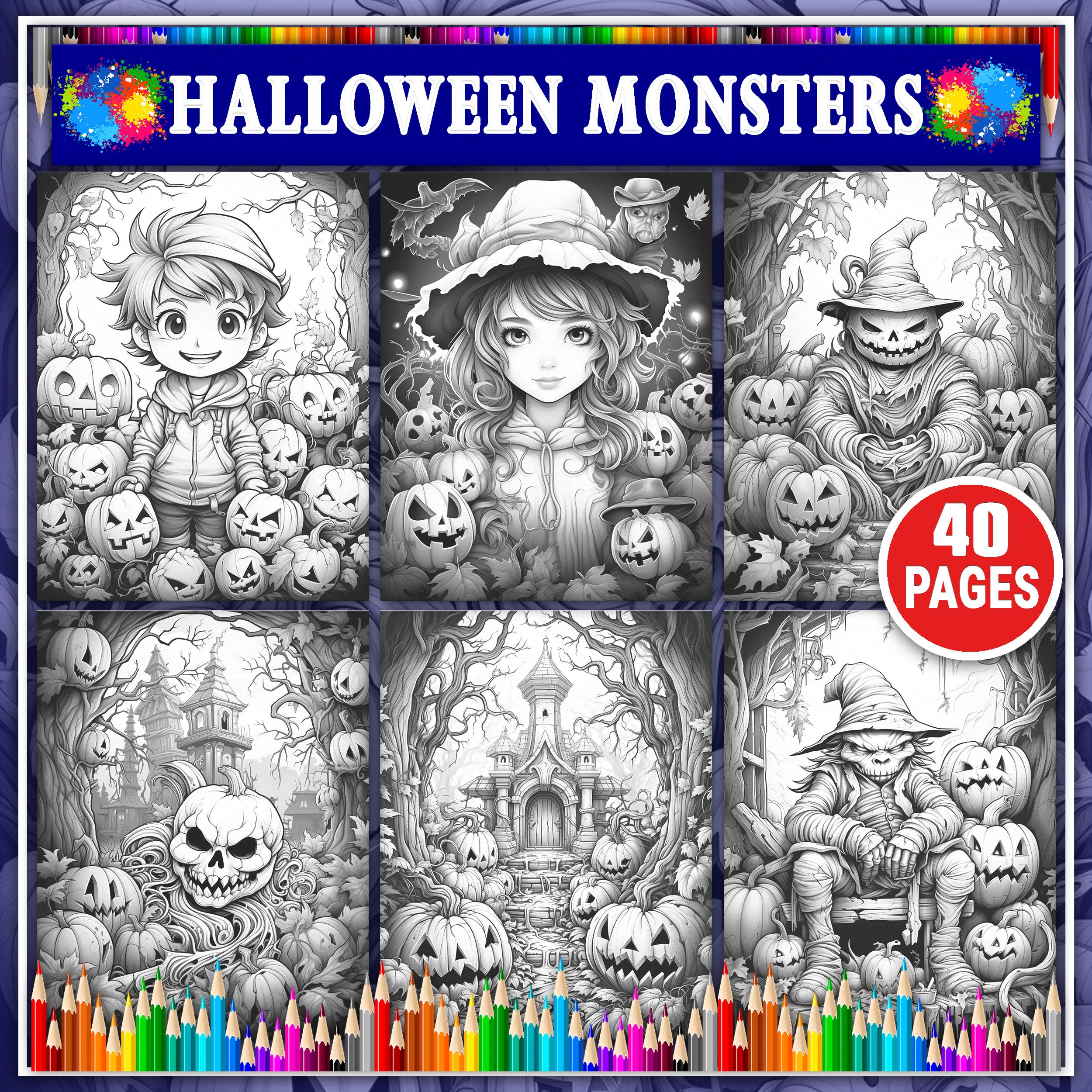 Grayscale Halloween Coloring Pages. Halloween Coloring Sheets ...