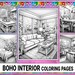 40 Boho Interior Design Coloring Pages. Cozy Room Interior Coloring ...