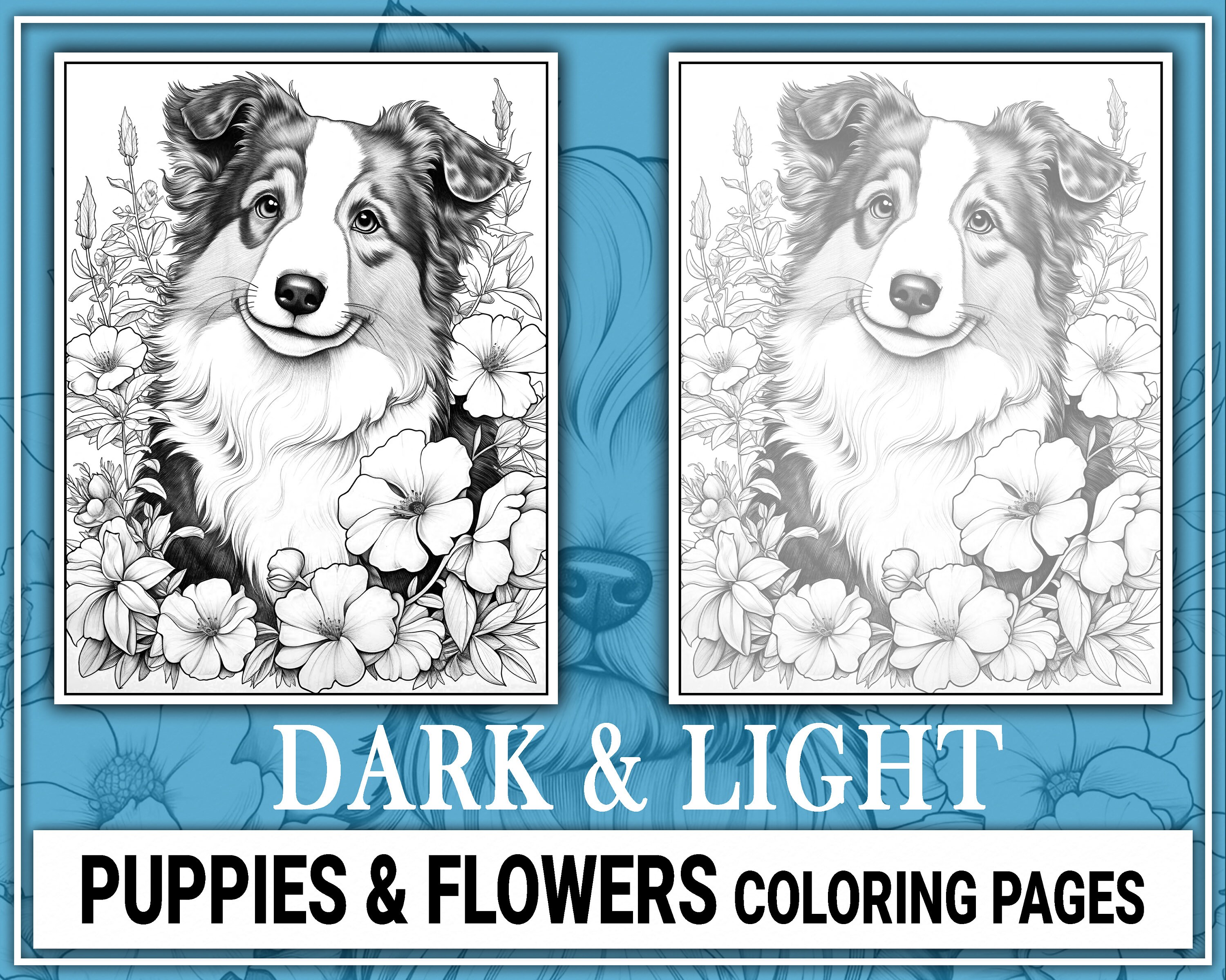 40 Cute Puppies & Flowers Coloring Book Vol.2 Coloring Pages for Kids ...