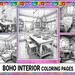 40 Boho Interior Design Coloring Pages. Cozy Room Interior Coloring ...