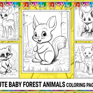 40 Cute Baby Forest Wild Animals Coloring Pages. Woodland Animals ...