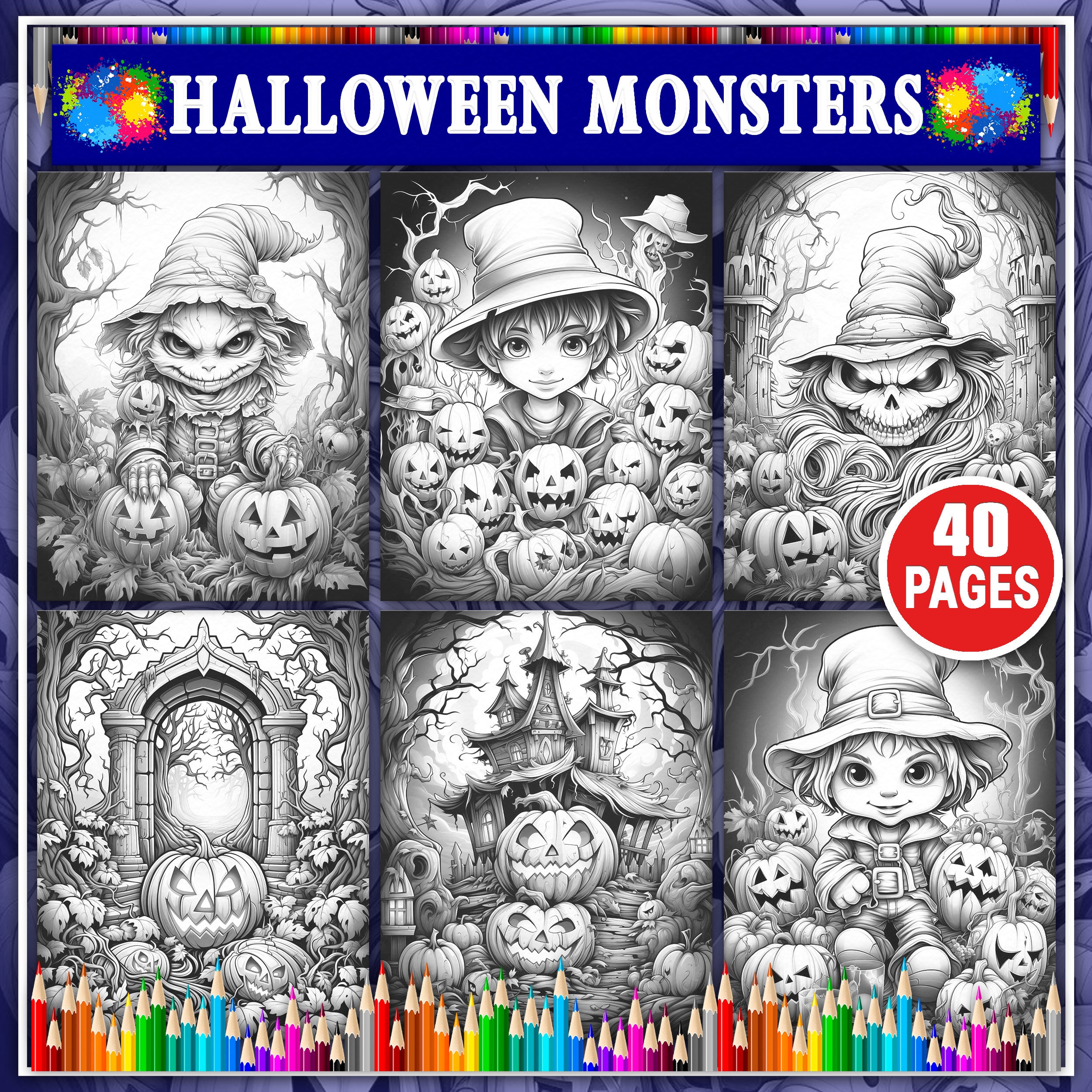 Grayscale Halloween Coloring Pages. Halloween Coloring Sheets ...