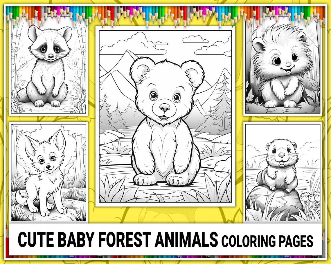 40 Cute Baby Forest Wild Animals Coloring Pages. Woodland Animals ...