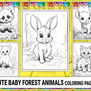 40 Cute Baby Forest Wild Animals Coloring Pages. Woodland Animals ...