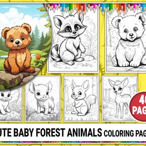 40 Cute Baby Forest Wild Animals Coloring Pages. Woodland Animals ...