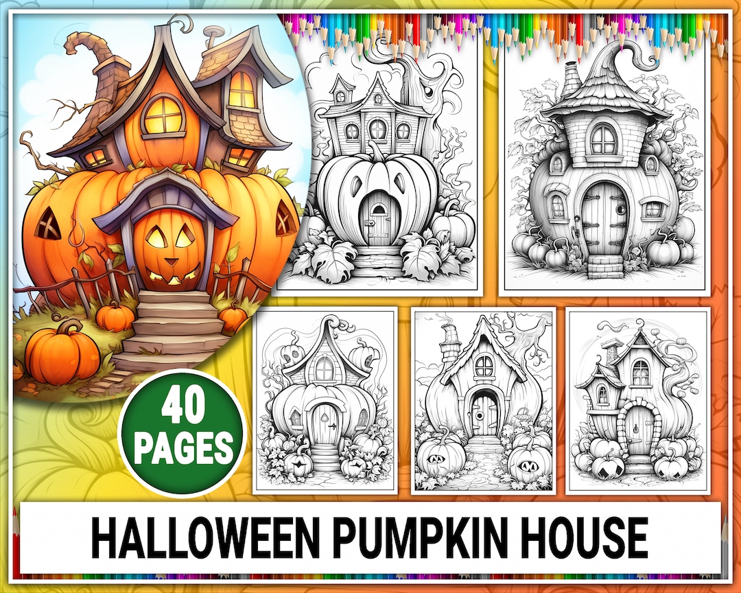 40 Halloween Pumpkin House Coloring Pages. Pumpkin House Coloring Book ...