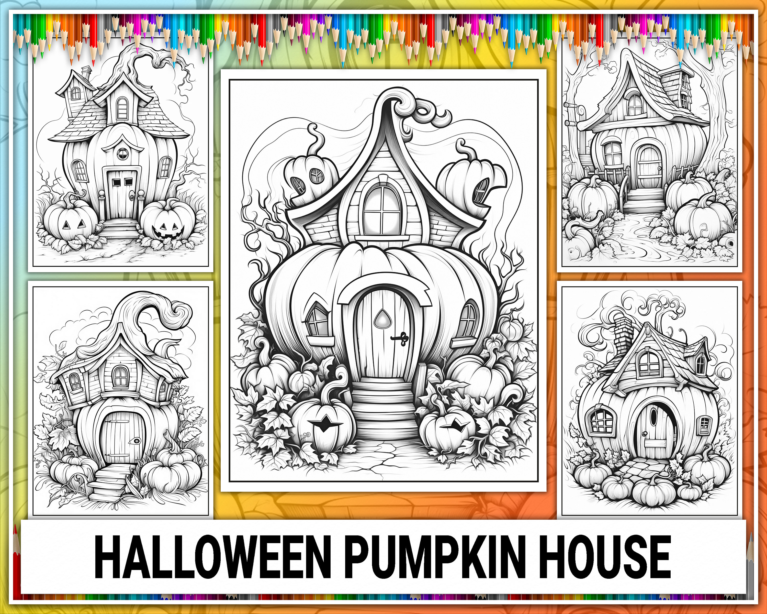 40 Halloween Pumpkin House Coloring Pages. Pumpkin House Coloring Book ...