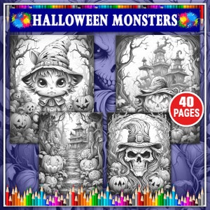 Grayscale Halloween Coloring Pages. Halloween Coloring Sheets ...